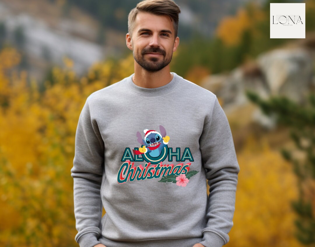 Stitch Grinch Mode on Christmas Sweatshirt, Santa Hat Sweatshirt ...