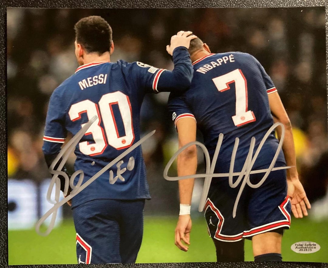 Lionel Messi Kylian Mbappe Signed Paris Saint Germain 8x10 Photo COA ...