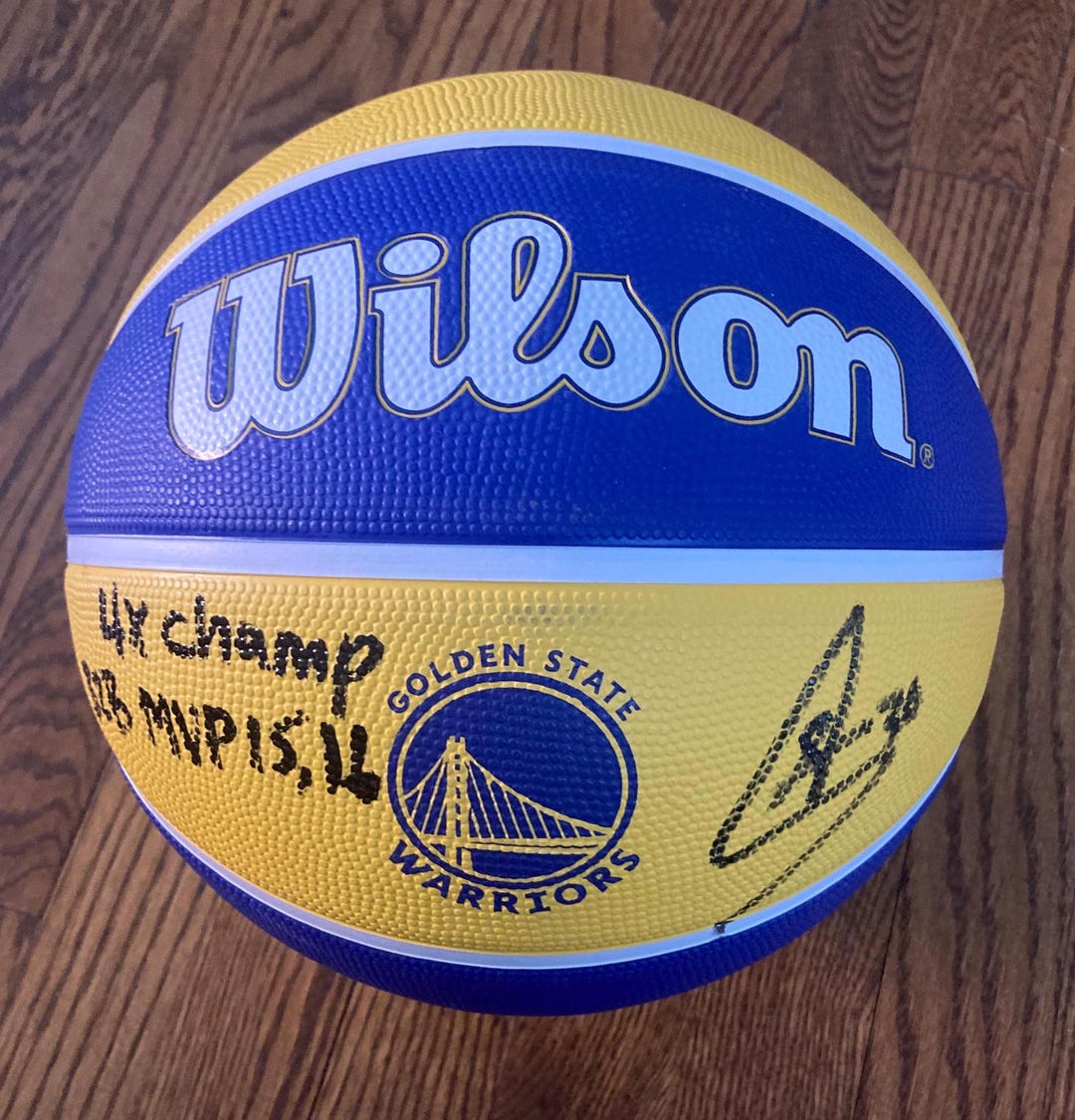 Steph Curry 4X Champs B2B MVP 15,16 Golden State Warriors Signed Wilson ...