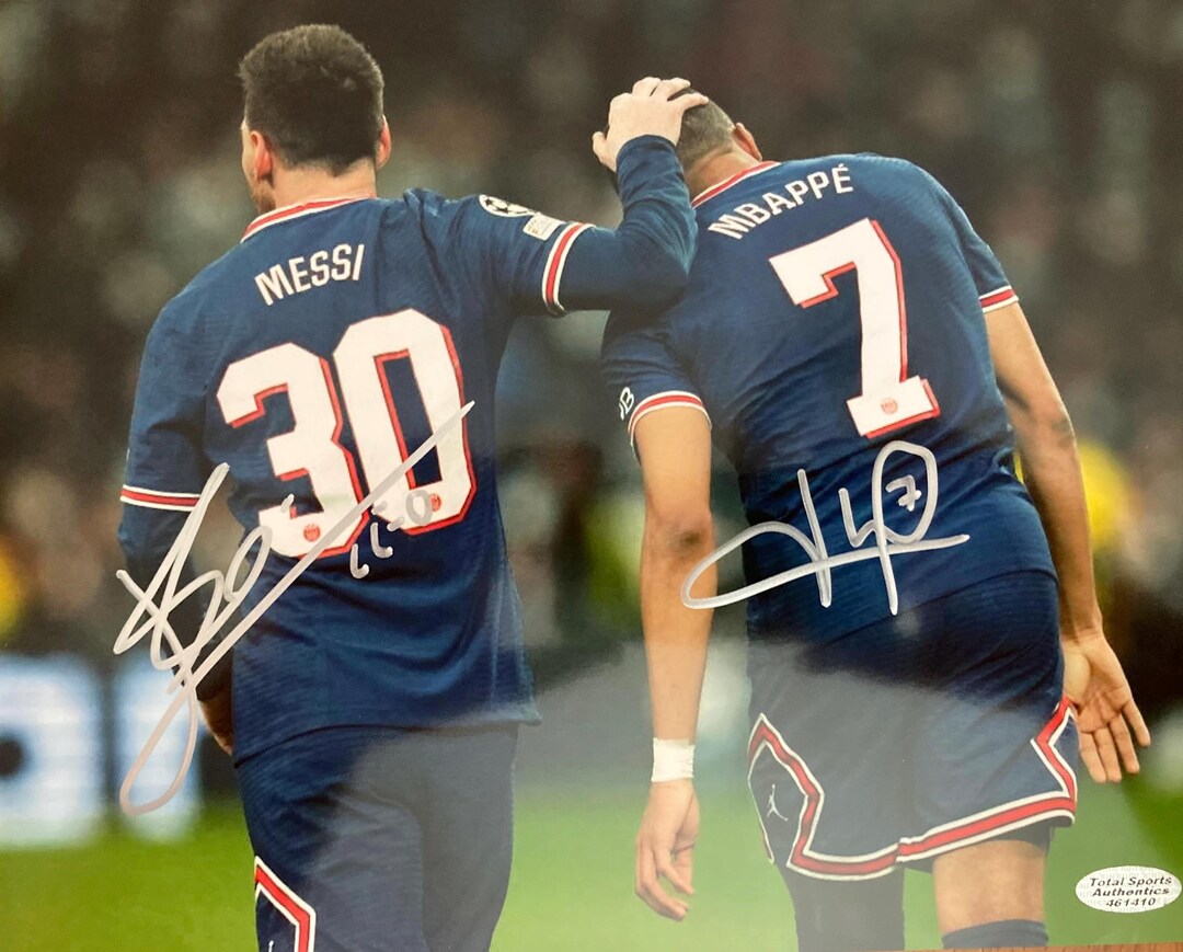 Lionel Messi Kylian Mbappe Signed Paris Saint Germain 8x10 Photo COA ...