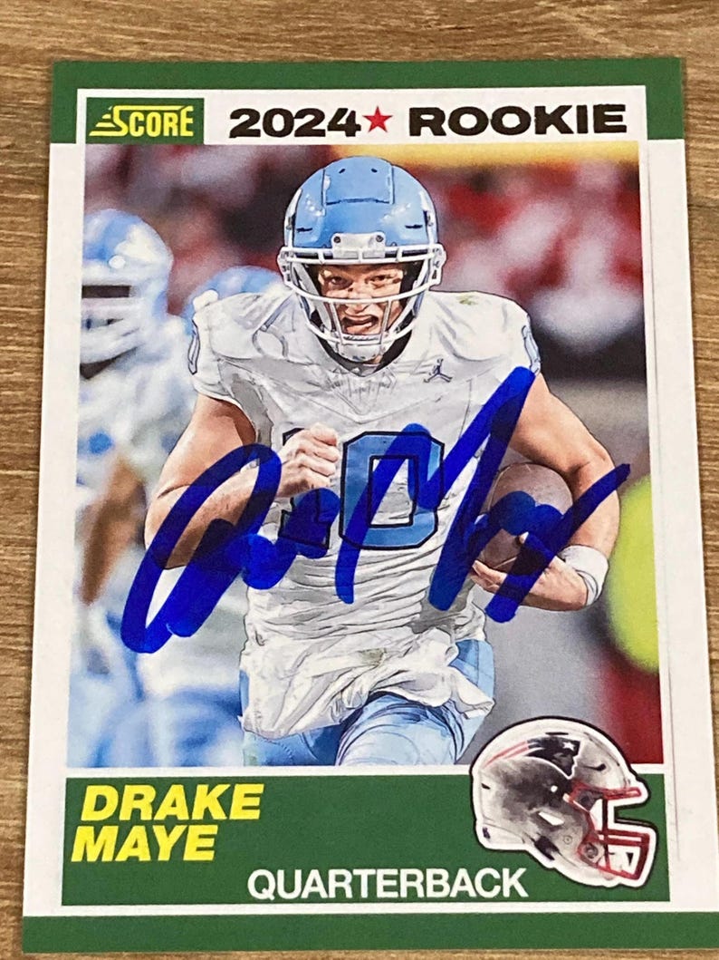 Drake Maye New England Patriots Signed NFL Rookie Trading Card COA ...