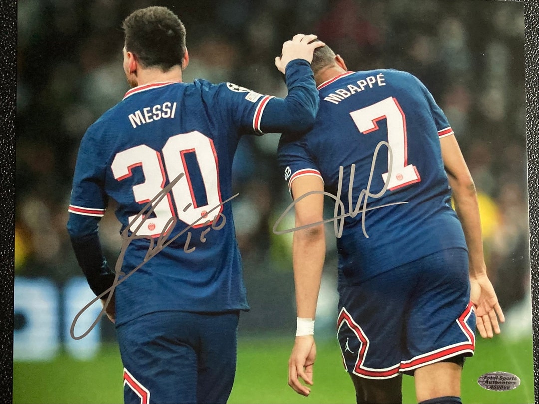 Lionel Messi Kylian Mbappe Signed Paris Saint Germain 8x10 Photo COA ...