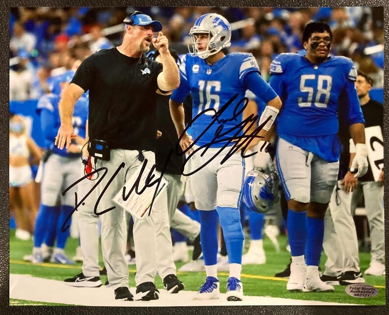 Jared Goff Dan Campbell Detroit Lions Signed 8x10 Photo COA Hologram - Etsy