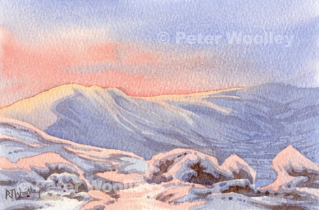 Original Watercolour Painting of Last Light Over the Vale of Edale in ...