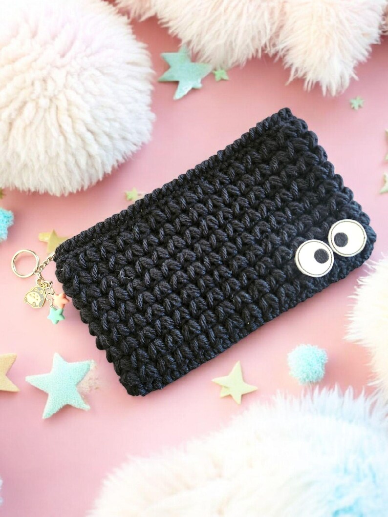 Whimsical Soot Sprite-inspired Zipper Pouch | Handmade Crochet Pencil ...