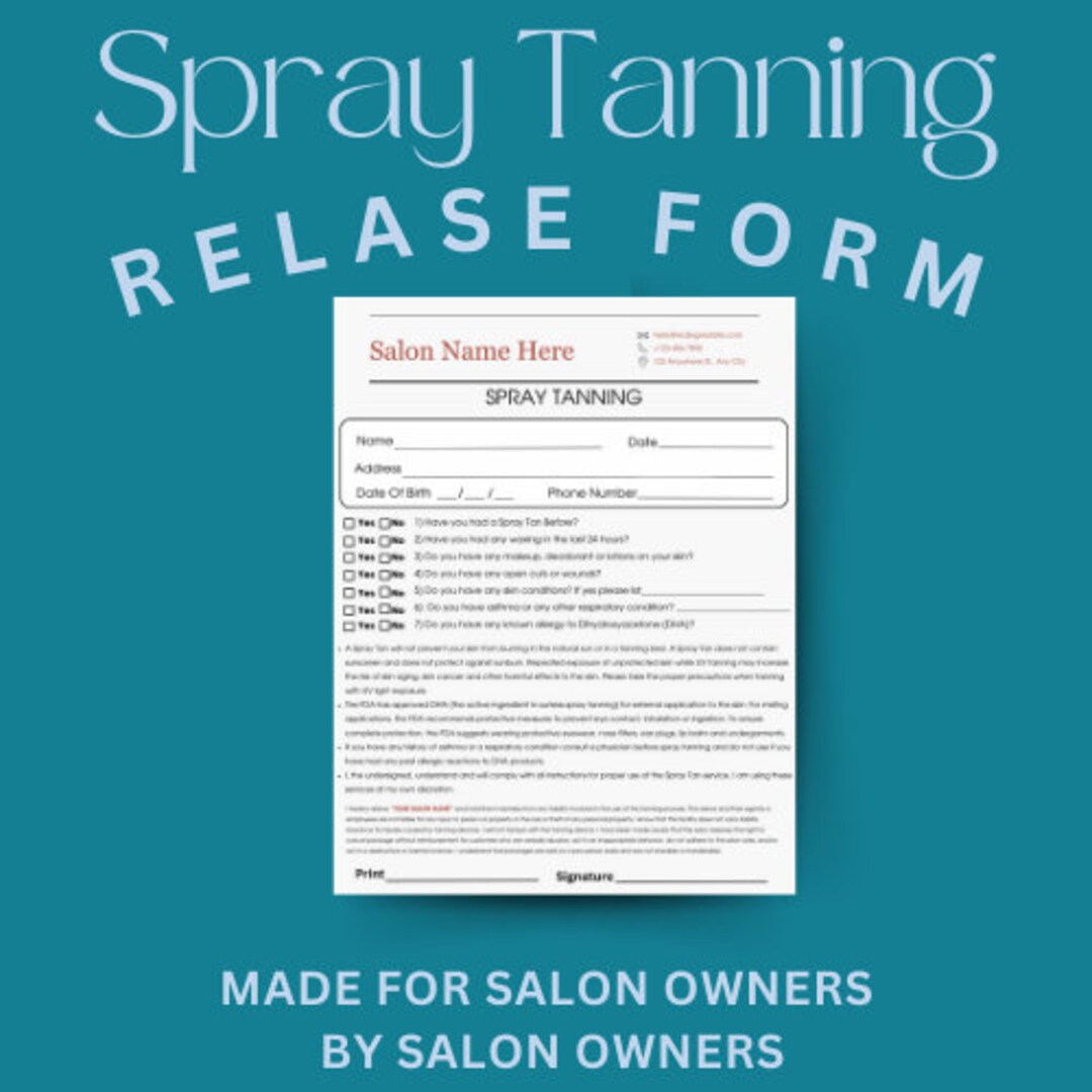 Spray Tan Release Form - Etsy