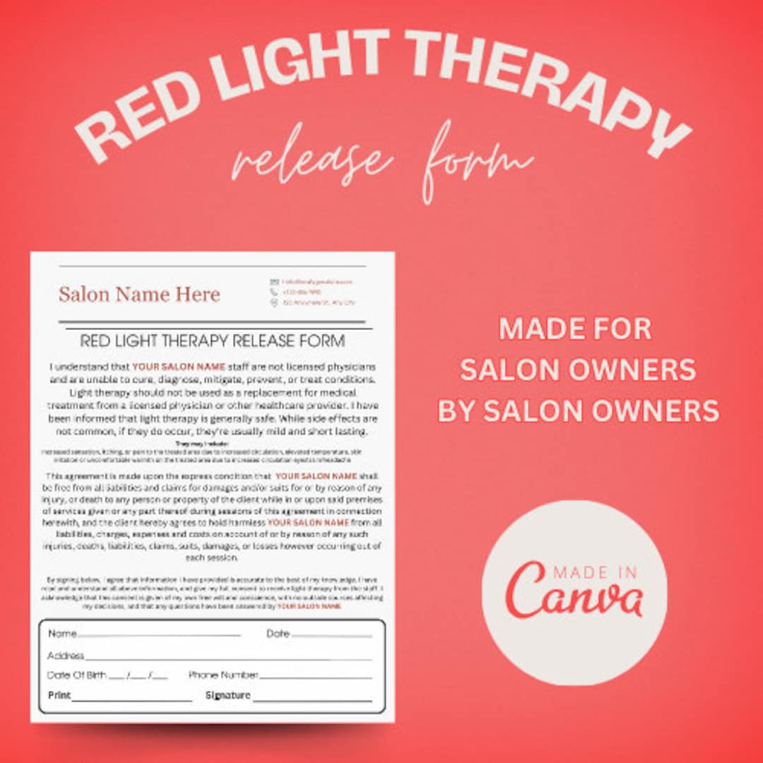Red Light Therapy Release Form - Etsy