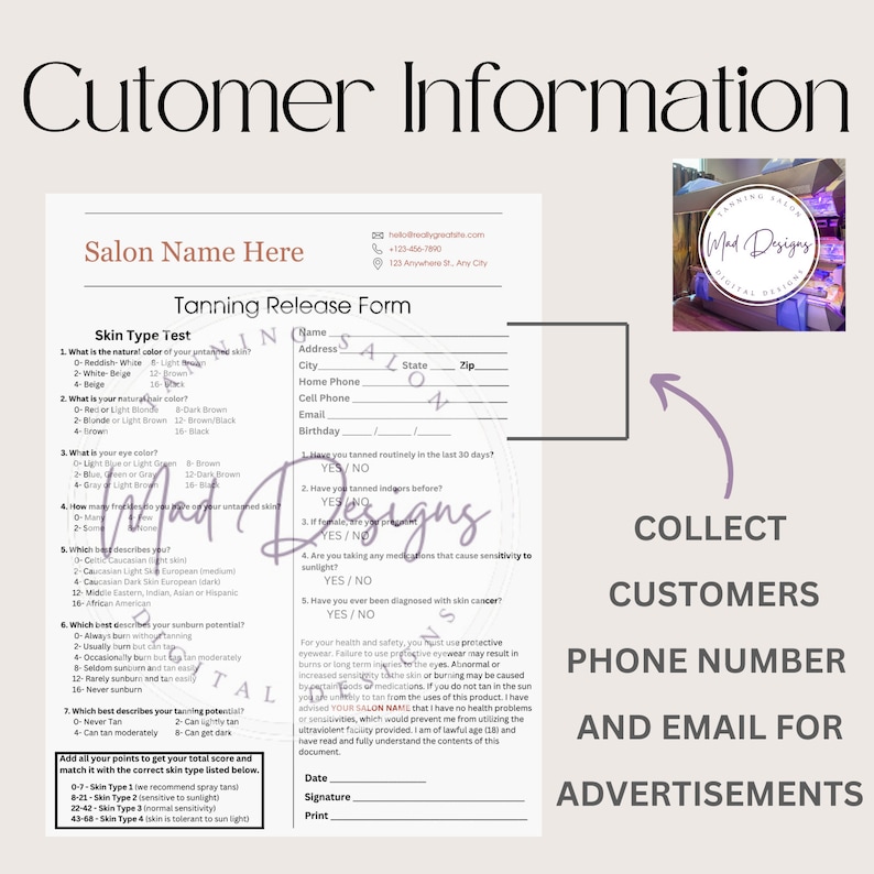 UV Tanning Bed Release Form for Salons - Etsy