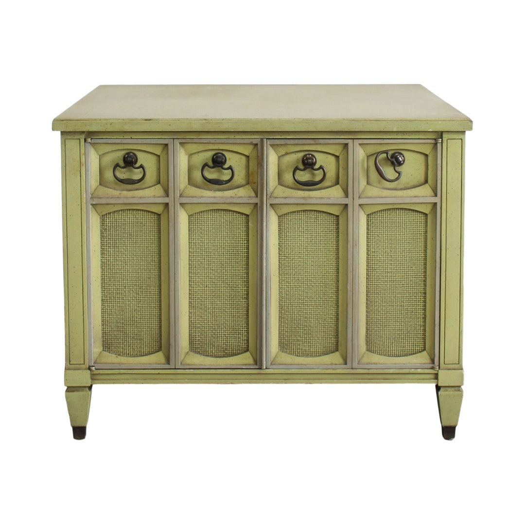 Vintage Yellow Double Door Side Table - Etsy