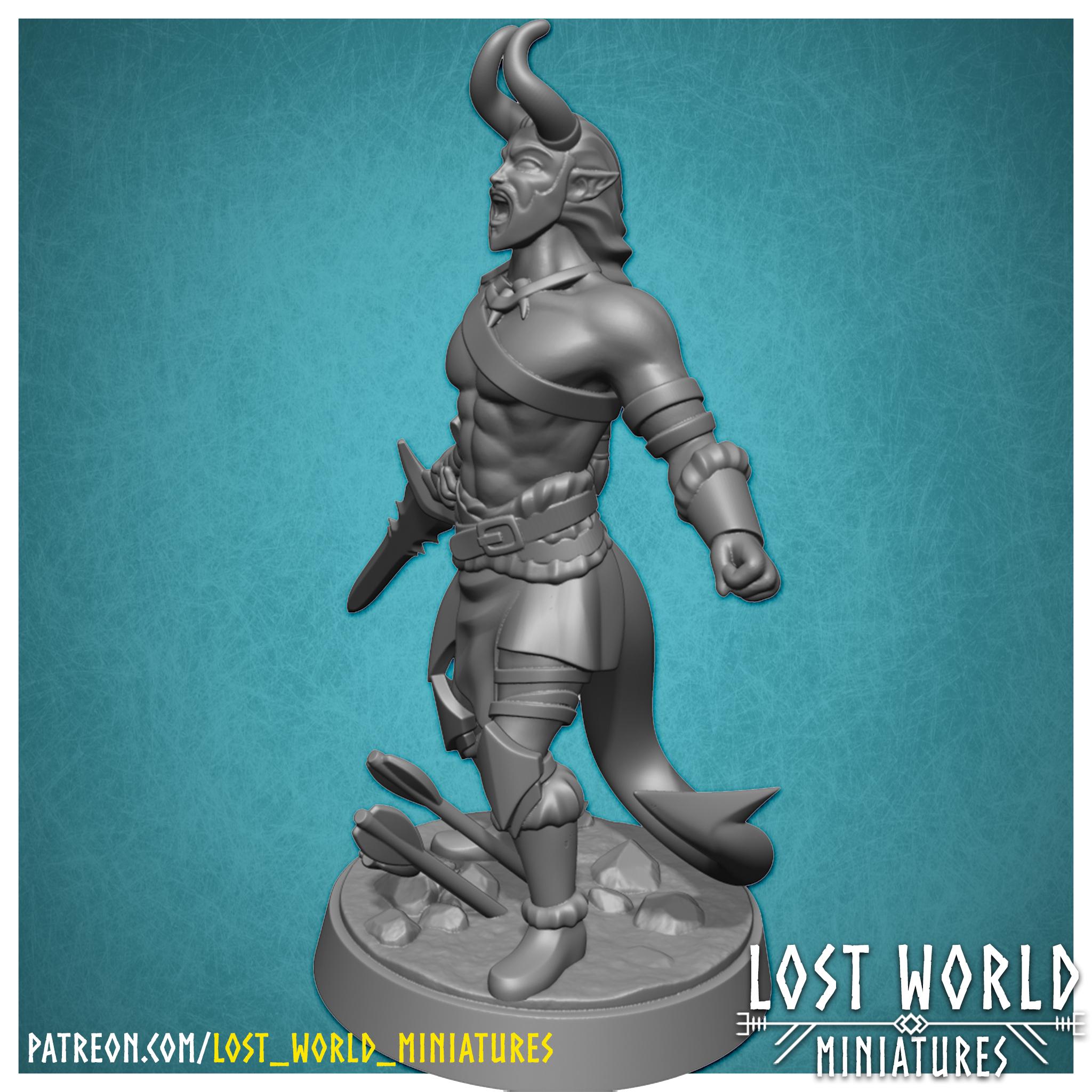 Tiefling Male Barbarian | 3D Printed Resin Miniature | D&D | Lost World ...