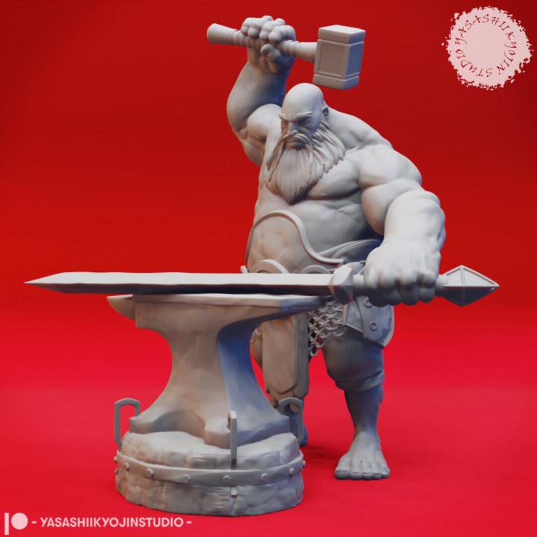 Fire Giant Blacksmith | 3D Printed Miniature | D&D | Yasashii Kyojin - Etsy