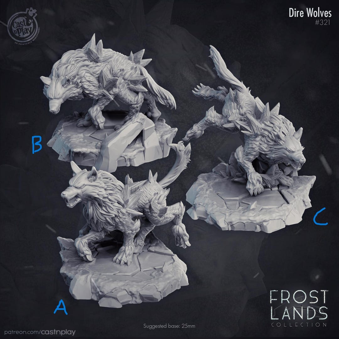 Dire Wolves | 3D Printed Resin Miniature | D&D | Cast N Play - Etsy