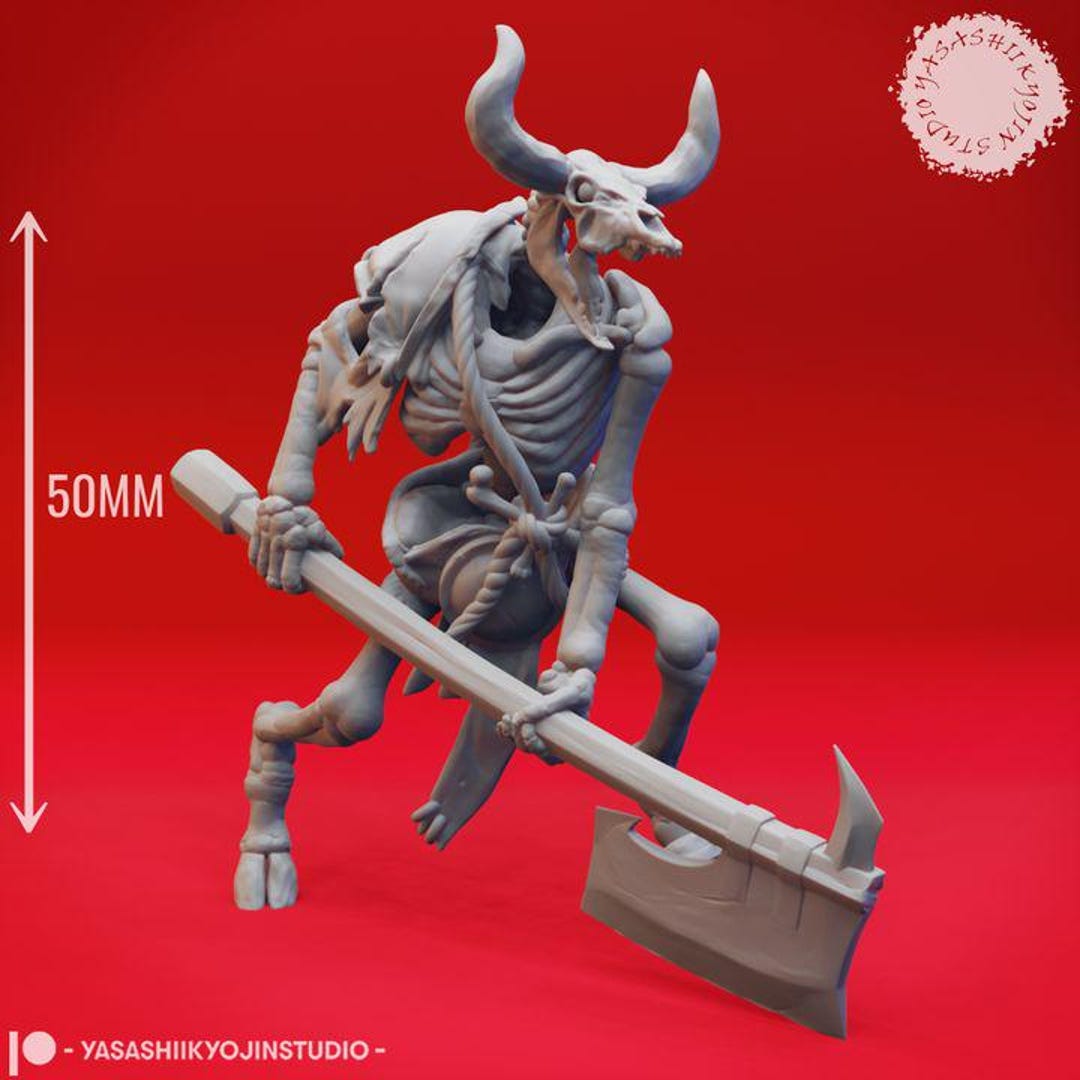 Undead Minotaur Skeleton | 3D Printed Miniature | D&D | Yasashii Kyojin ...