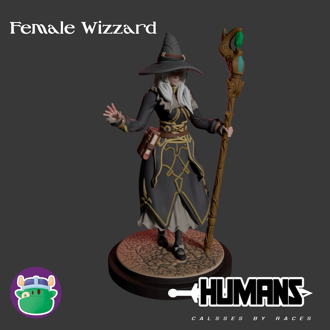 Human Female Wizard Miniature. Resin Mini, D&D, Dungeons and Dragons ...