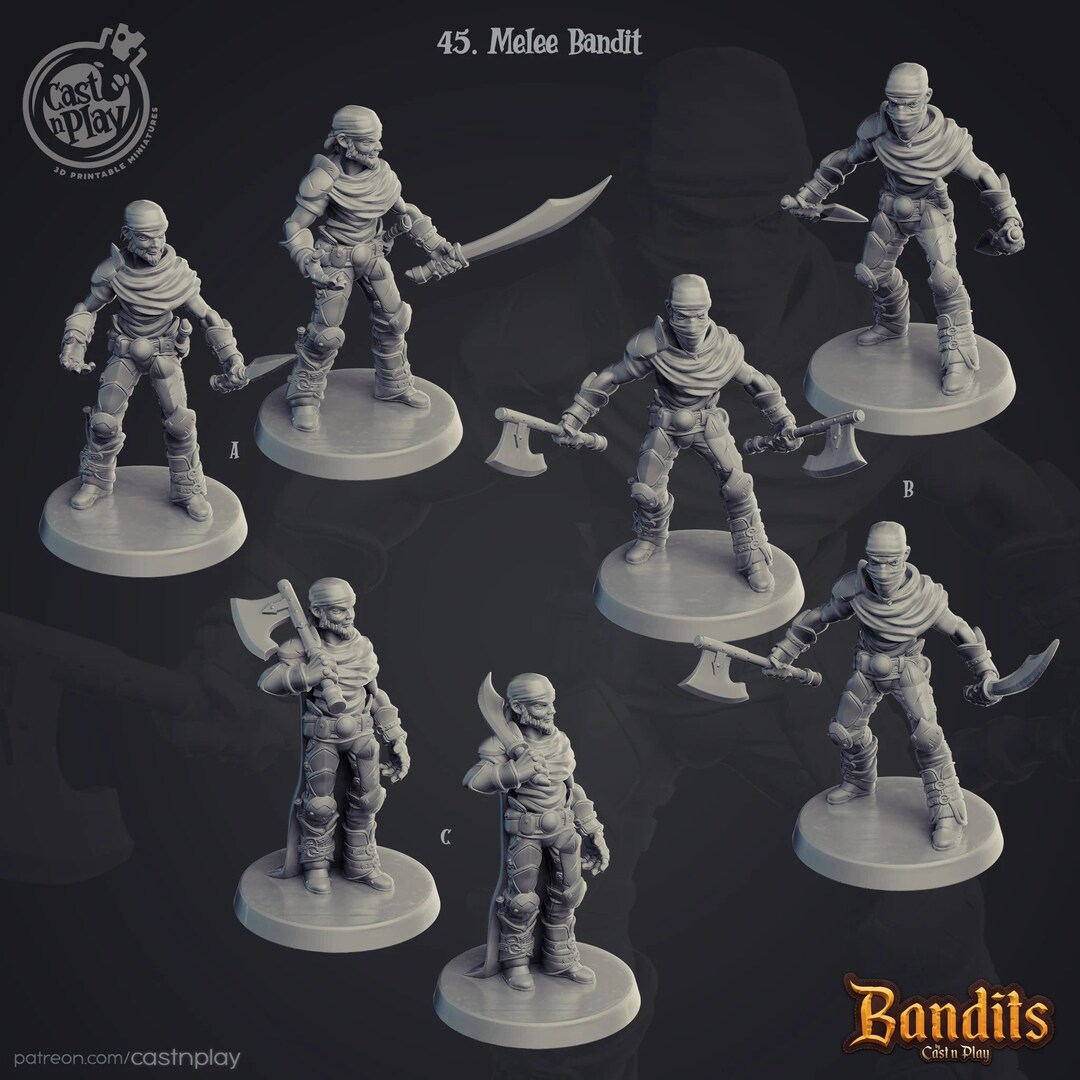 Resin Melee Bandit Miniature Set, D&D, 3D Printed - Etsy Australia