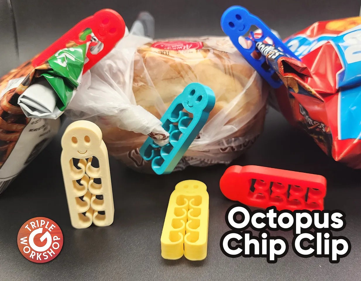 Octopus Chip Bag Clip Cute 3D Printed Kitchen Accessory - Etsy