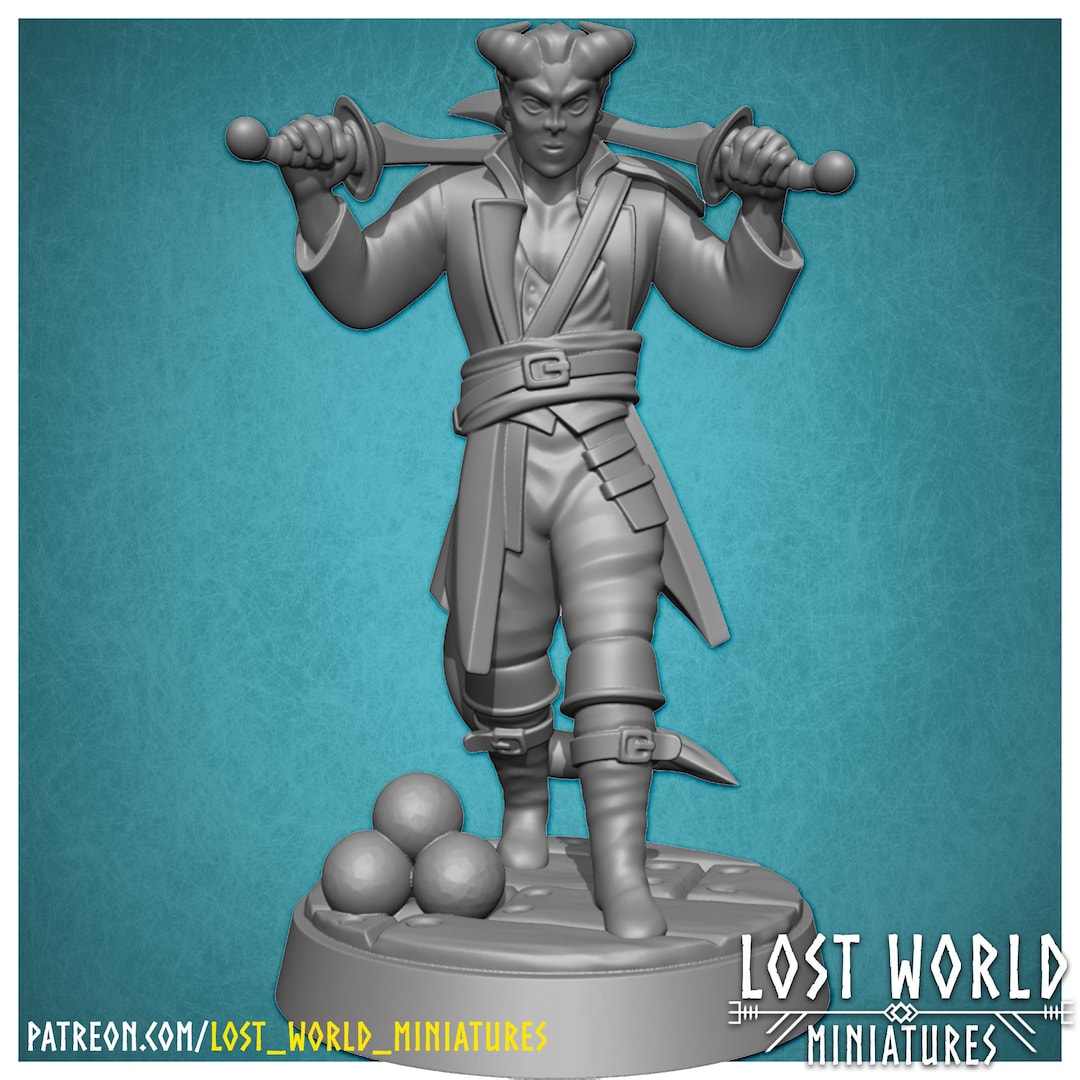 Tiefling Swashbuckler Rogue, 3D Printed Miniature. Resin Mini, D&D ...