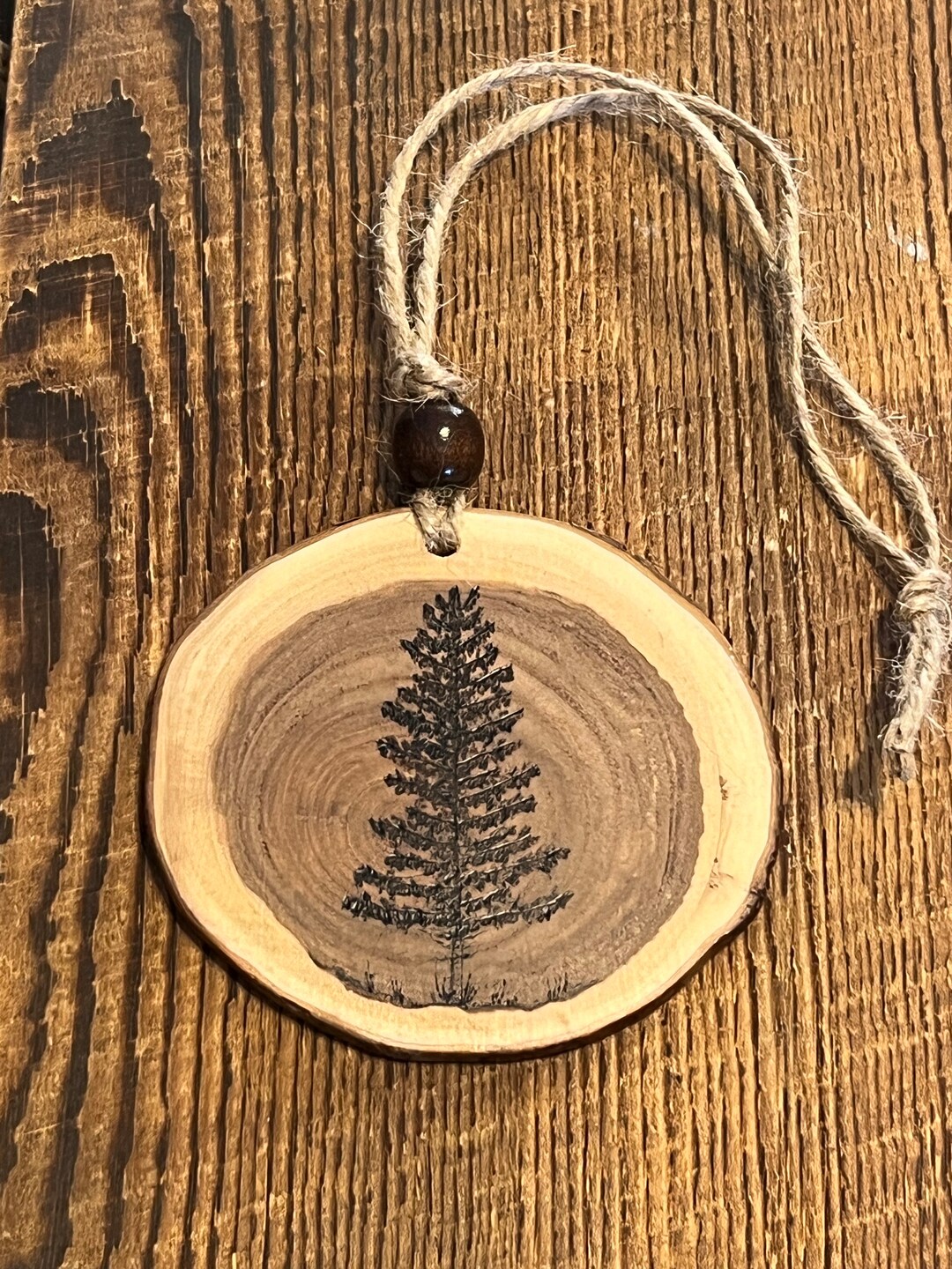 Cherry Wood Ornament/lone Tree/pyrography Art/christmas Ornament ...