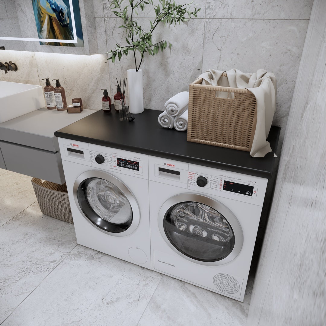 Black Pine Wood Laundry Countertop Washer and Dryer Topper - Etsy