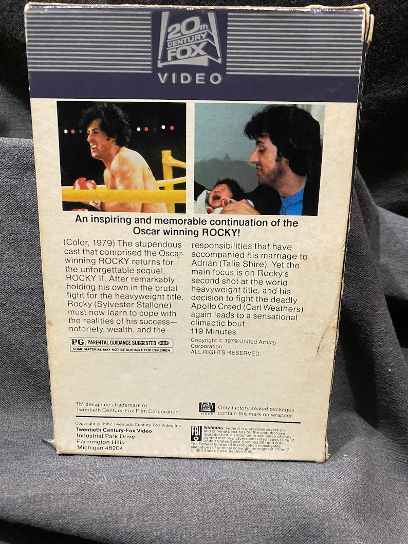 1982 Rocky II VHS, Original Drawer Box - Etsy