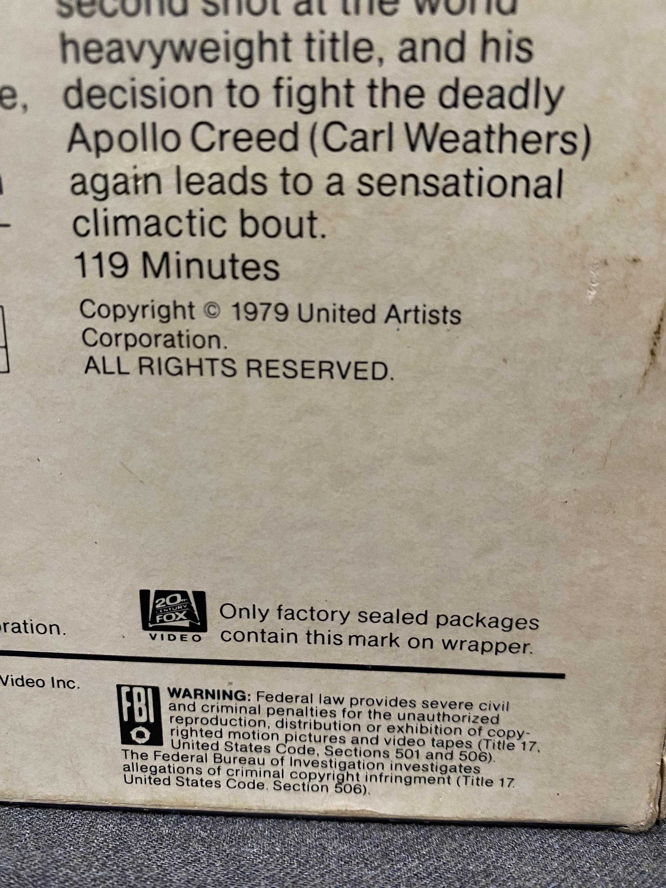 1982 Rocky II VHS, Original Drawer Box - Etsy