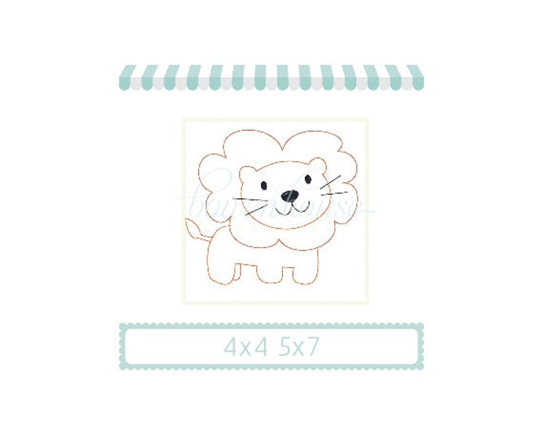 Lion Bean Stitch Machine Embroidery Design - Etsy