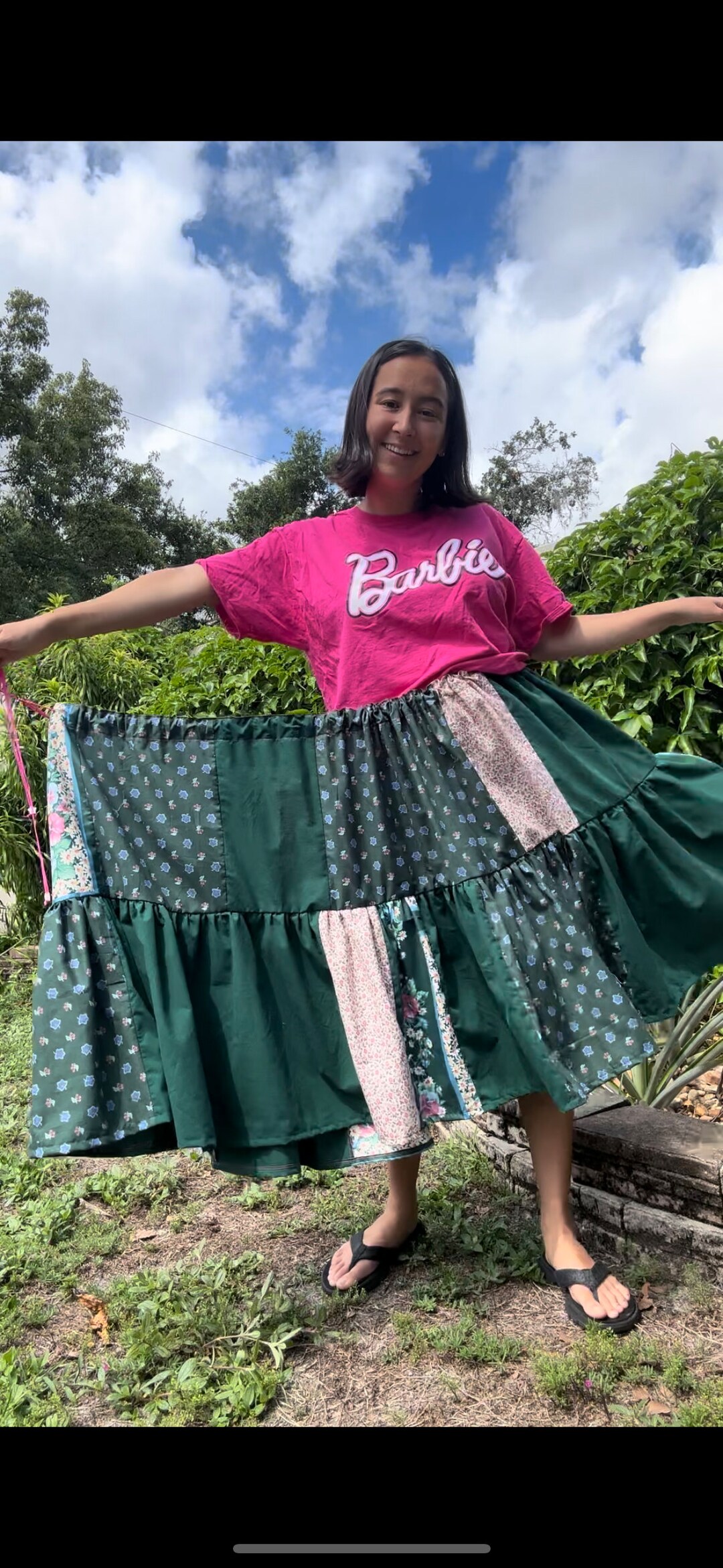 Super Duper Size Adjustable Skirt One Size Green Flower Patch - Etsy