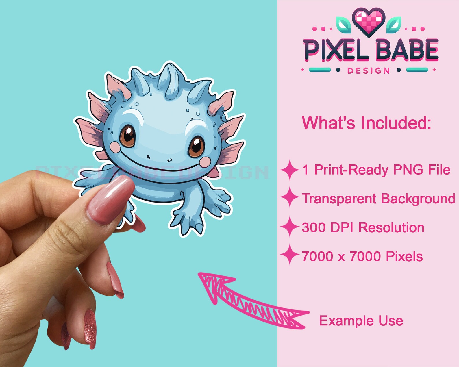 Blue Axolotl PNG, Kawaii Axolotl, Watercolor Axolotl PNG, Cute Axolotl ...