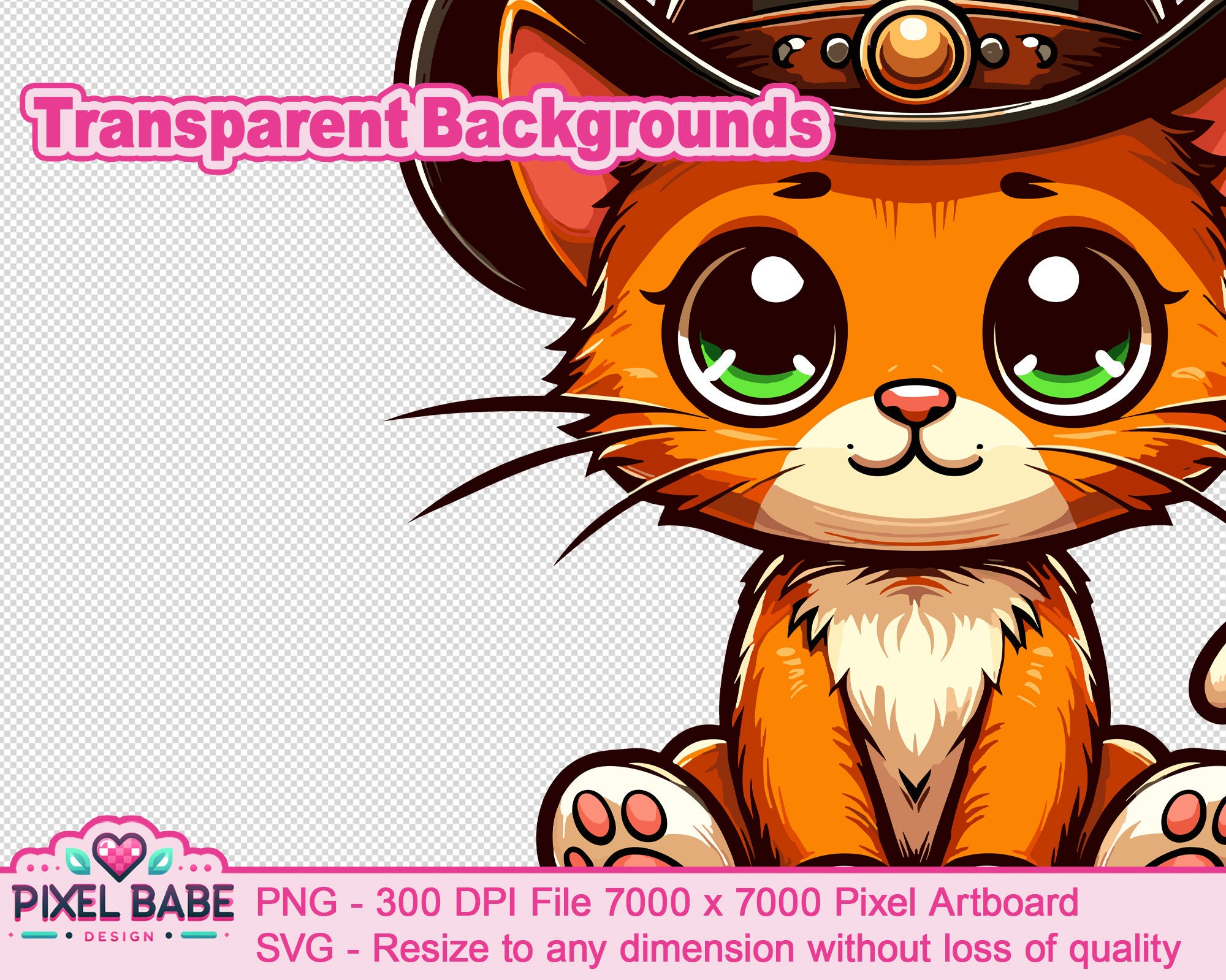 Cute Western Cat in Cowboy Hat PNG SVG Digital Download Cat Lover Art ...