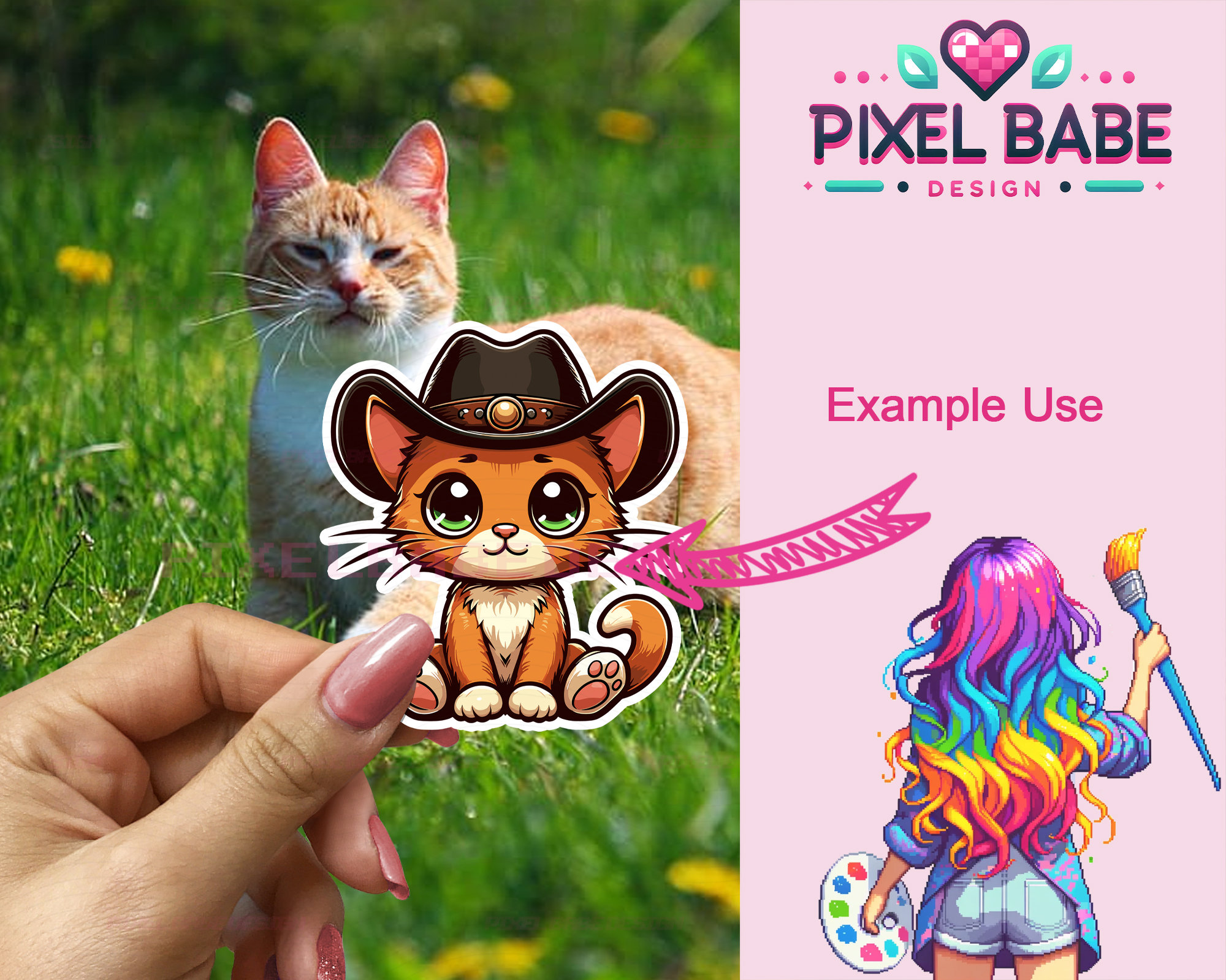 Cute Western Cat in Cowboy Hat PNG SVG Digital Download Cat Lover Art ...