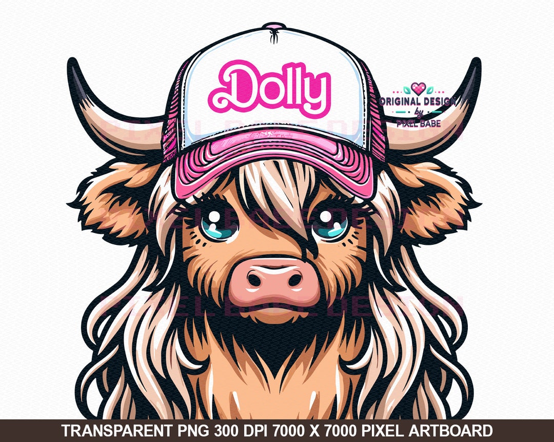 Dolly Highland Cow in Pink Hat PNG Dolly Parton inspirado en la música ...