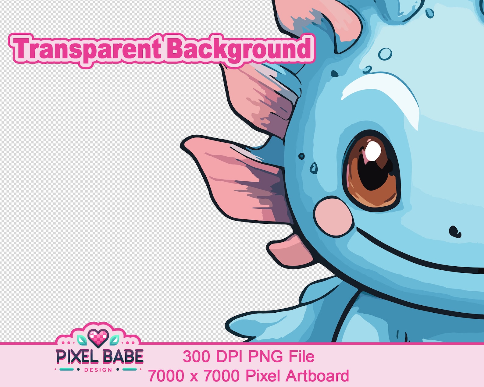 Blue Axolotl PNG, Kawaii Axolotl, Watercolor Axolotl PNG, Cute Axolotl ...