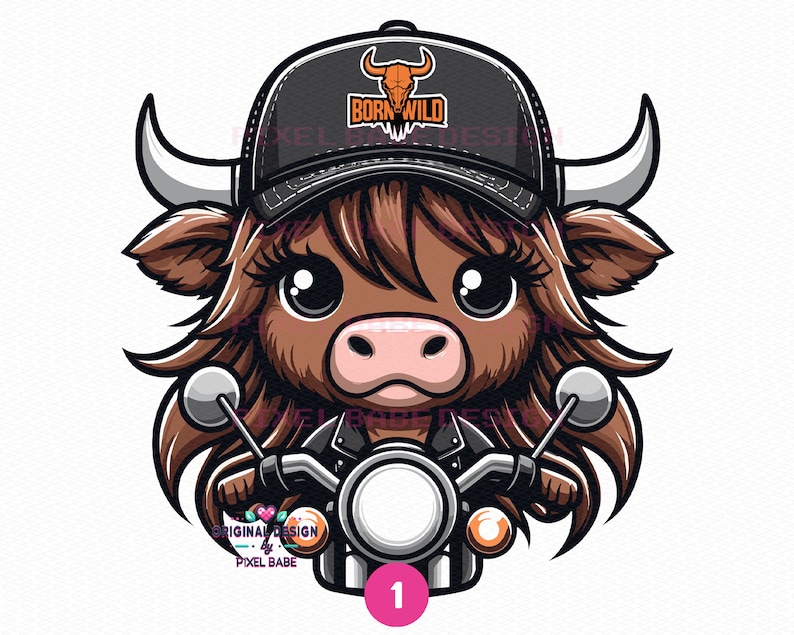 Highland Cow Motorcycle PNG Bundle Biker-themed Digital Download Files ...