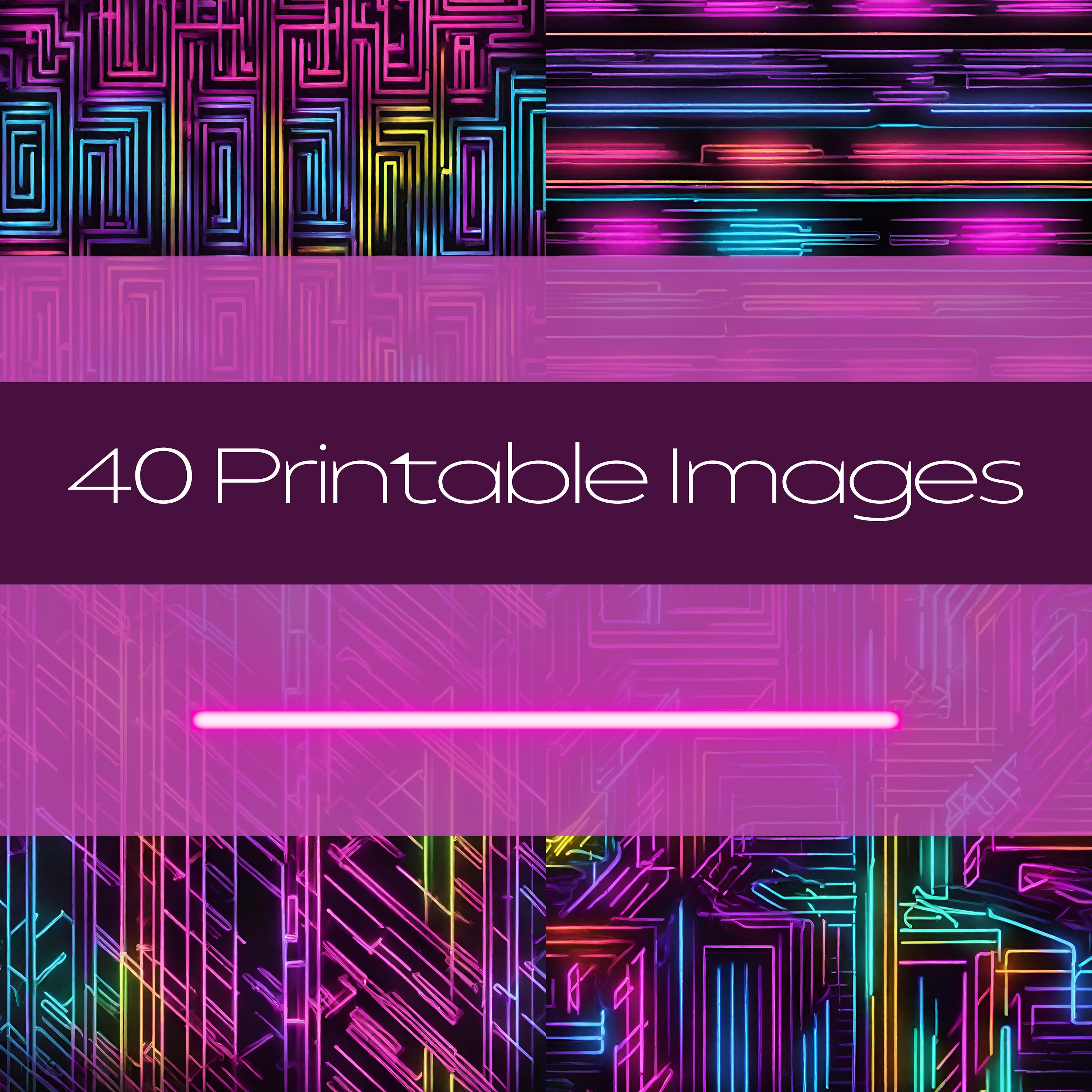 40 Neon Lights Pattern Instant Download, Print-ready Digital Designs ...