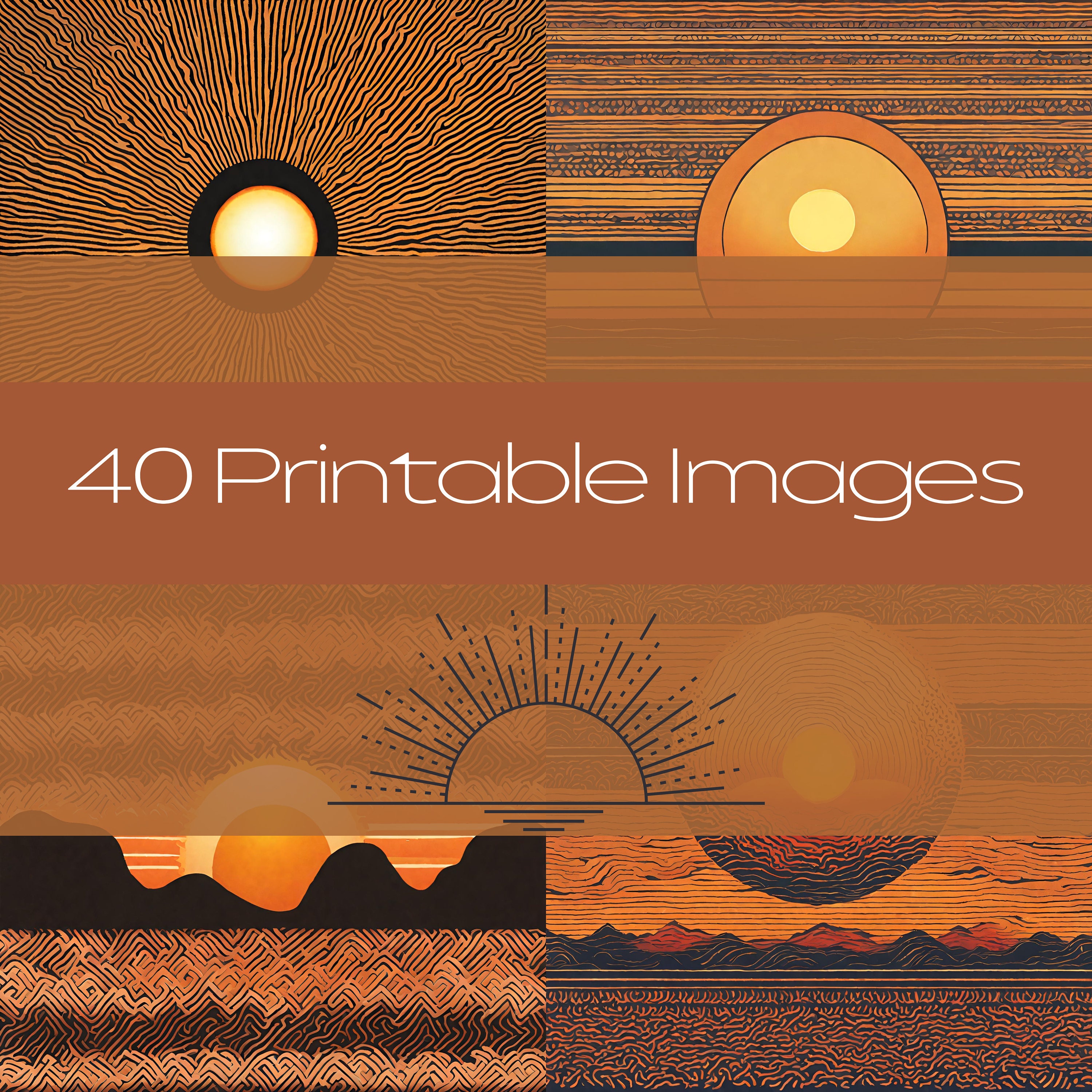40 Sunset Pattern Instant Download, Print-ready Digital Designs for ...