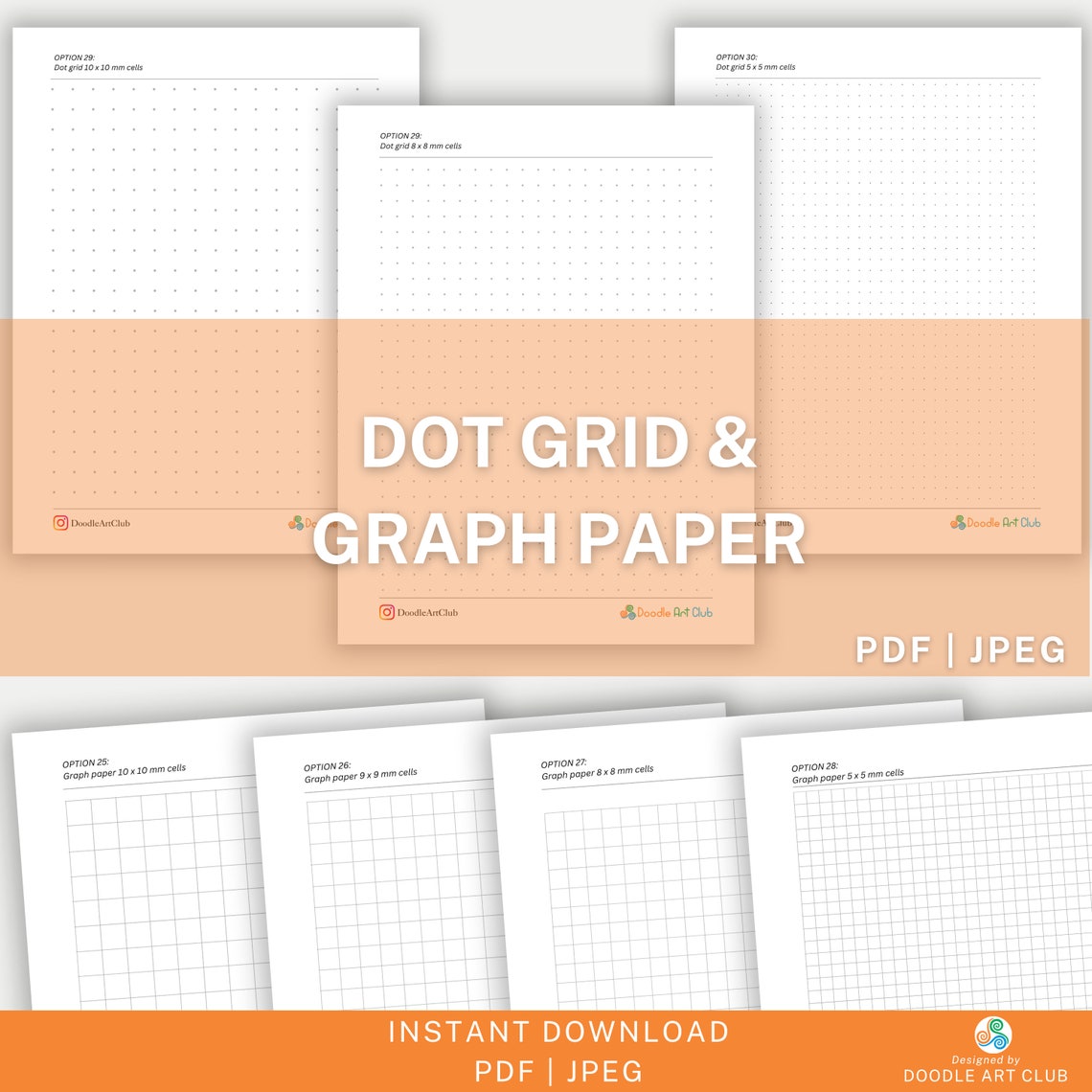 Grid Paper Printable, Gridline Templates for Mandala Practice PDF, JPEG ...