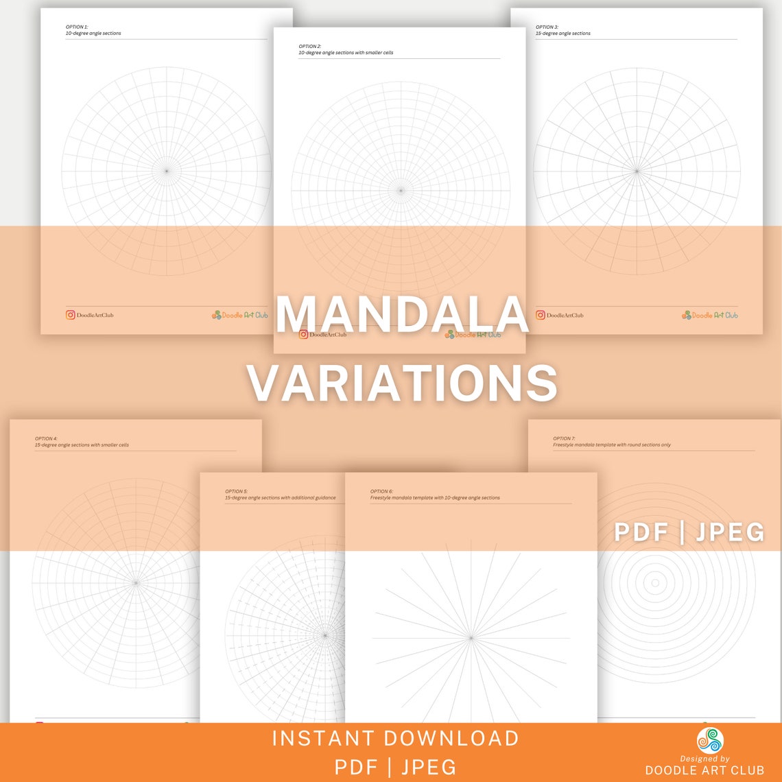Grid Paper Printable, Gridline Templates for Mandala Practice PDF, JPEG ...