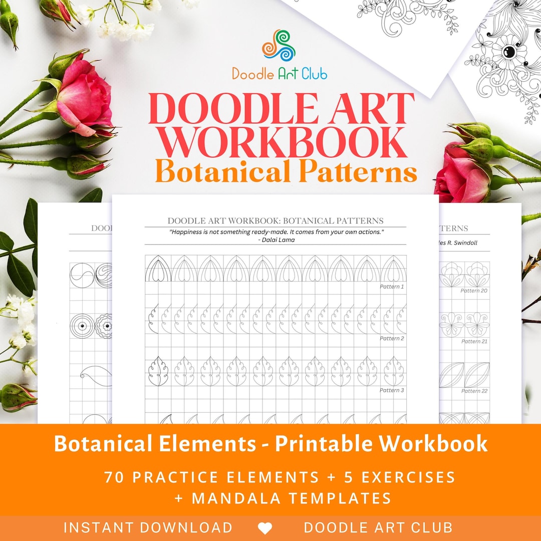 Floral Pattern Training. Tracing Pattern Templates, Mandala Nature ...