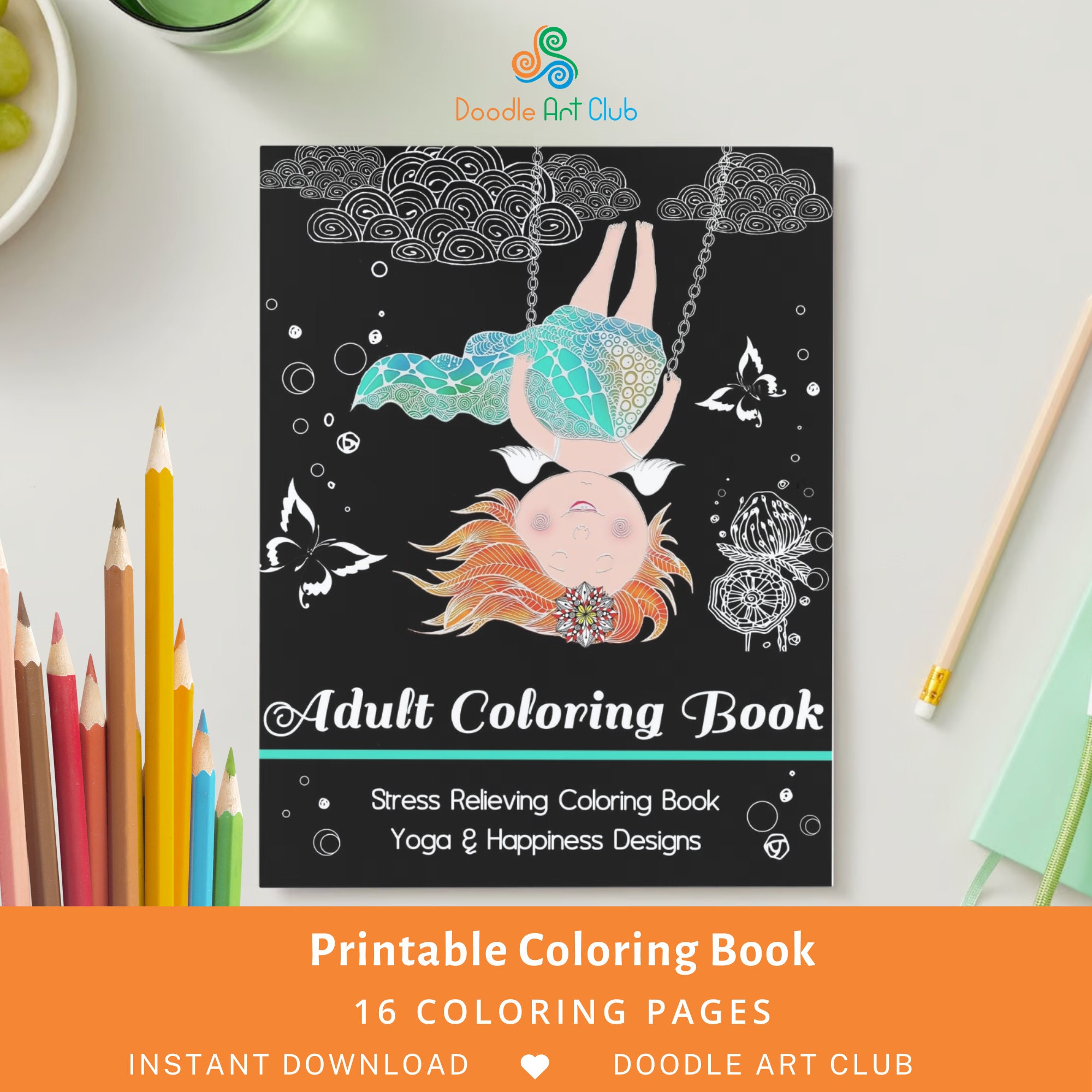 Printable Coloring Pages With Yoga Poses 16 PDF Letter Size Zendoodle ...