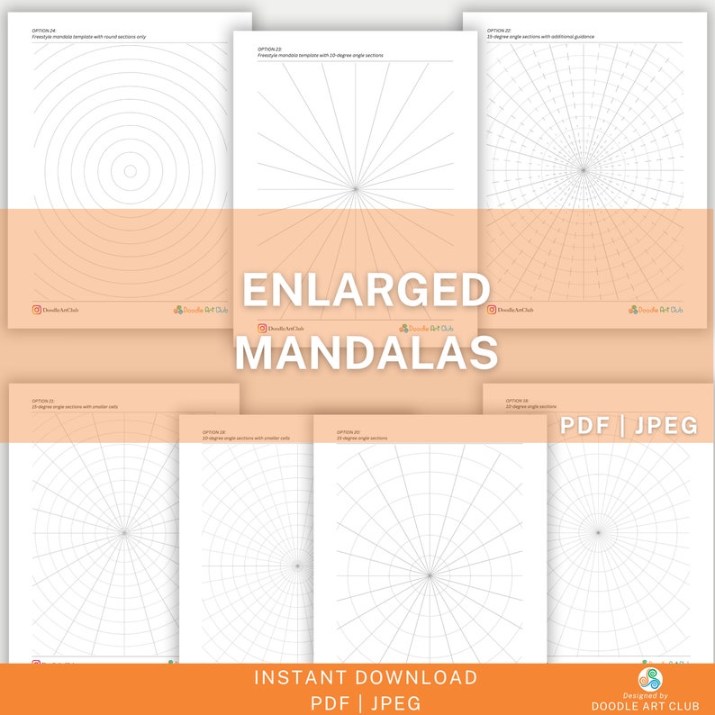 Grid Paper Printable, Gridline Templates for Mandala Practice PDF, JPEG ...