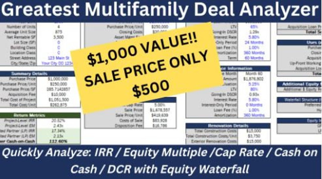 Greatest Real Estate Deal Analyzer equity Waterfall, IRR, Equity ...
