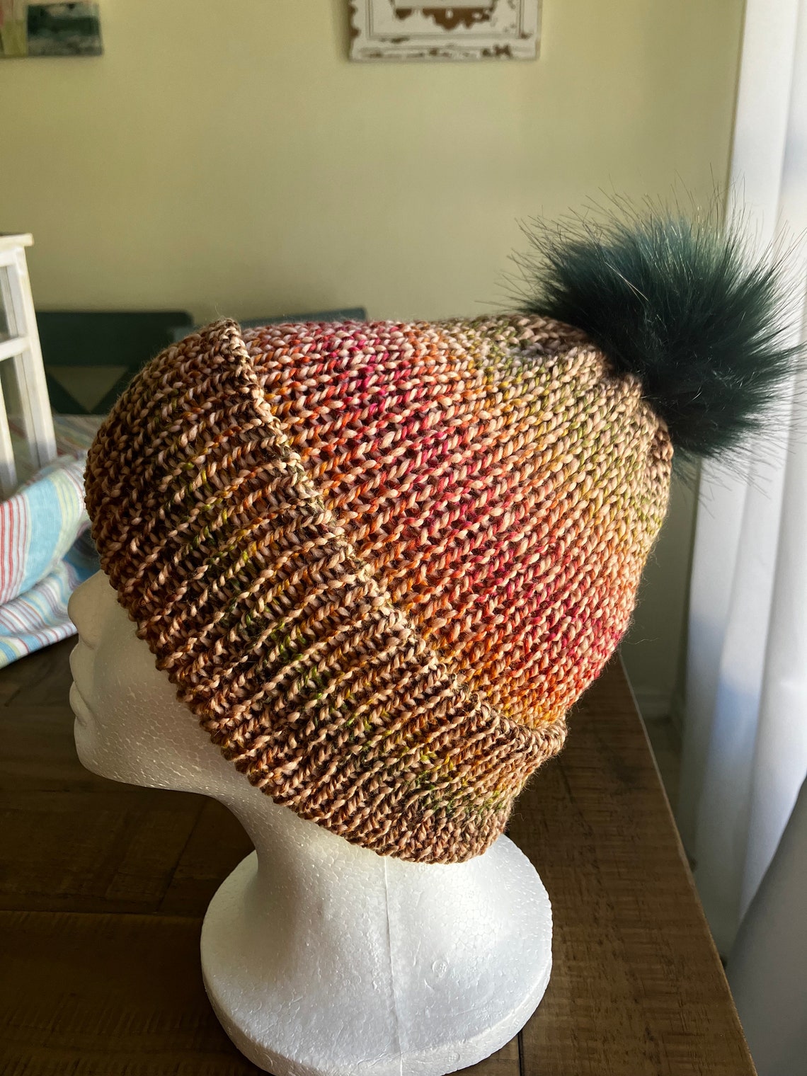 Handmade Winter Scarf & Hat Set With Pom Pom Knit Christmas Gift for ...