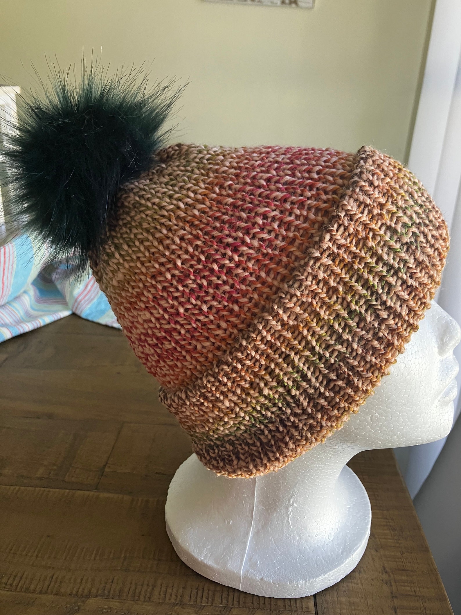 Handmade Winter Scarf & Hat Set With Pom Pom Knit Christmas Gift for ...