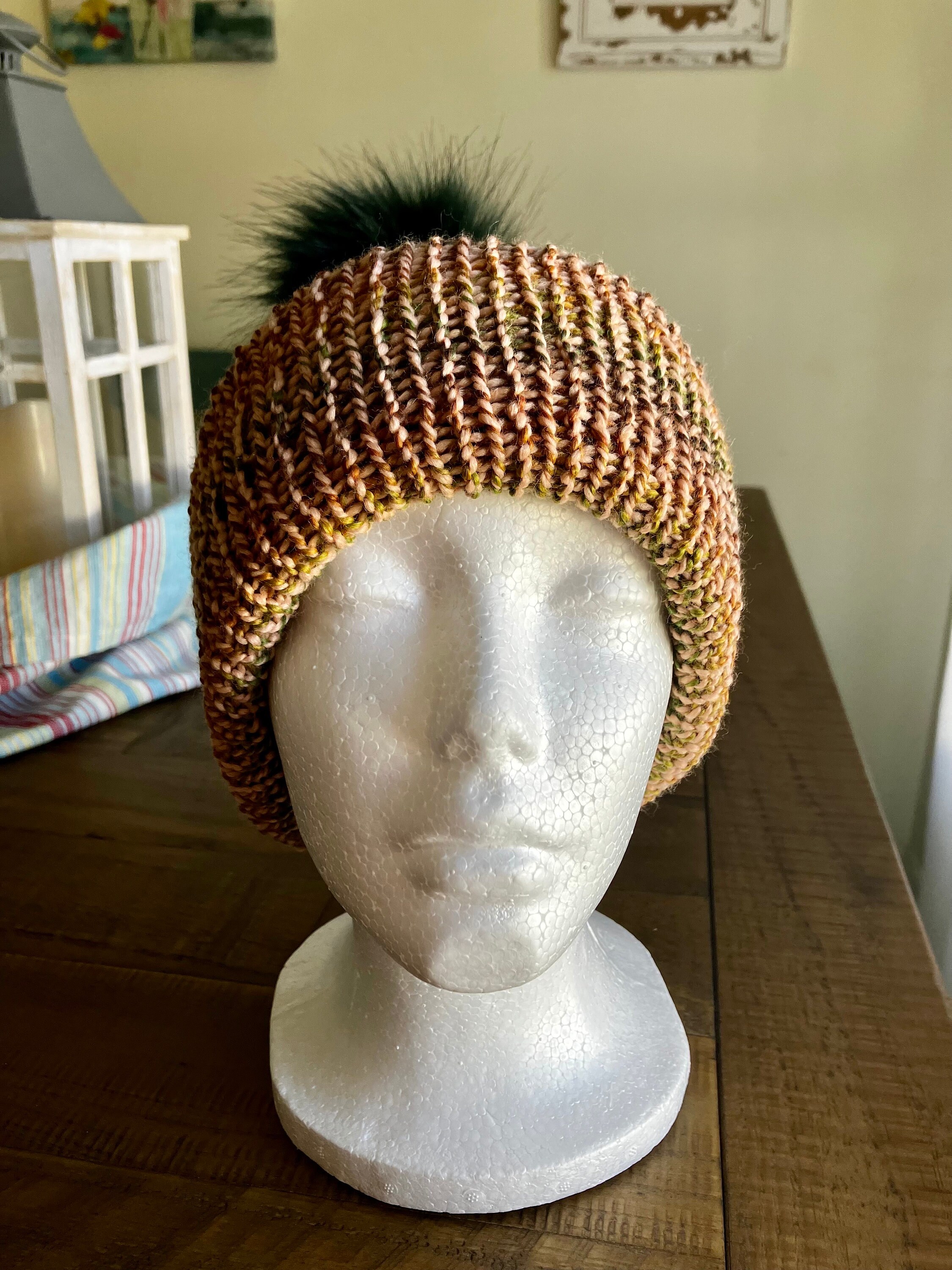 Handmade Winter Scarf & Hat Set With Pom Pom Knit Christmas Gift for ...