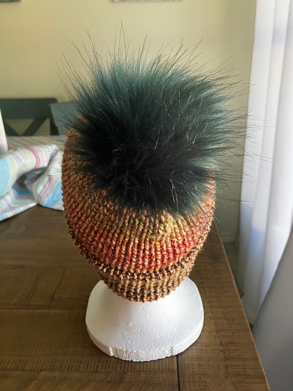 Handmade Winter Scarf & Hat Set With Pom Pom Knit Christmas Gift for ...