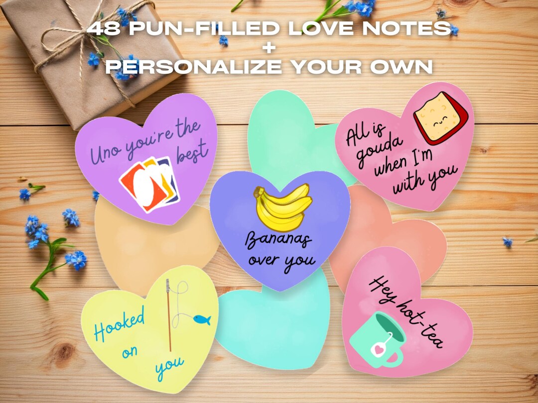 Printable Punny Love Notes for Him or Her — Cute & Cheesy | Funny ...