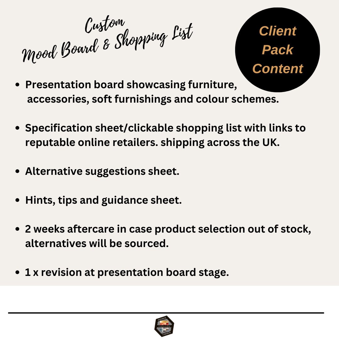 Custom Interior Design, Made to Order Presentation Board & Clickable ...