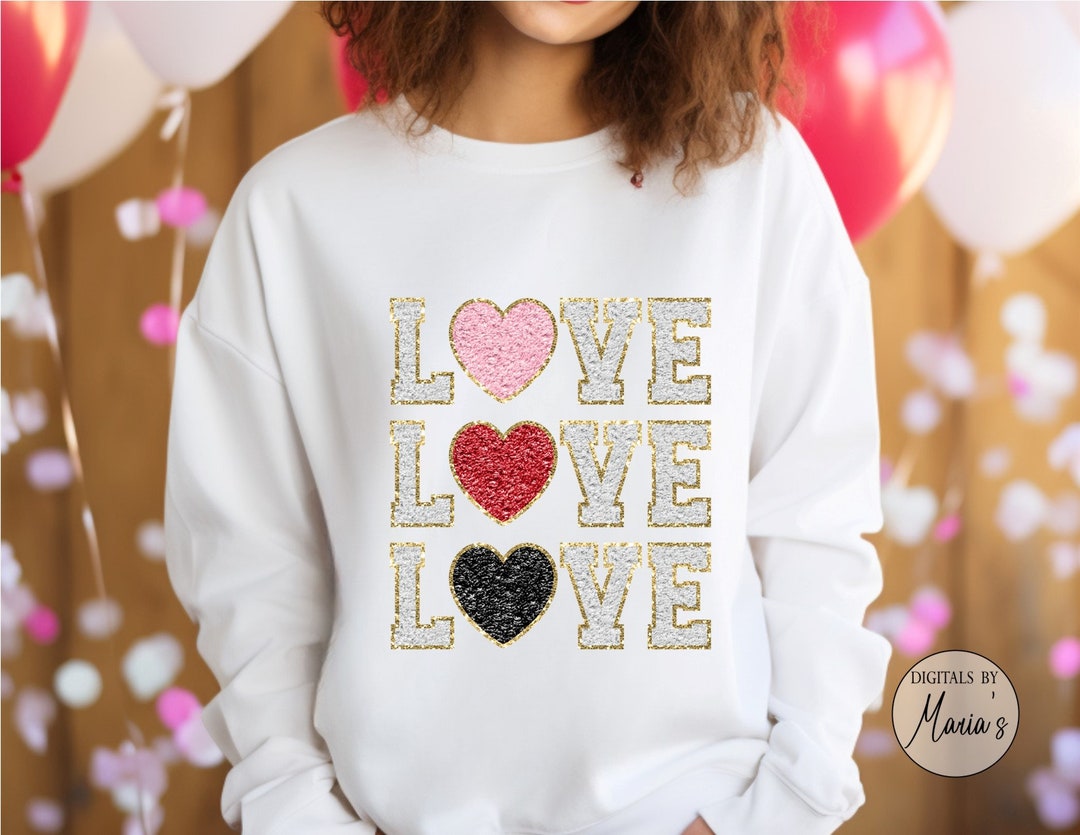 Chenille Love Patch PNG Design, Red Pink, Valentines Day Love Chenille - Etsy