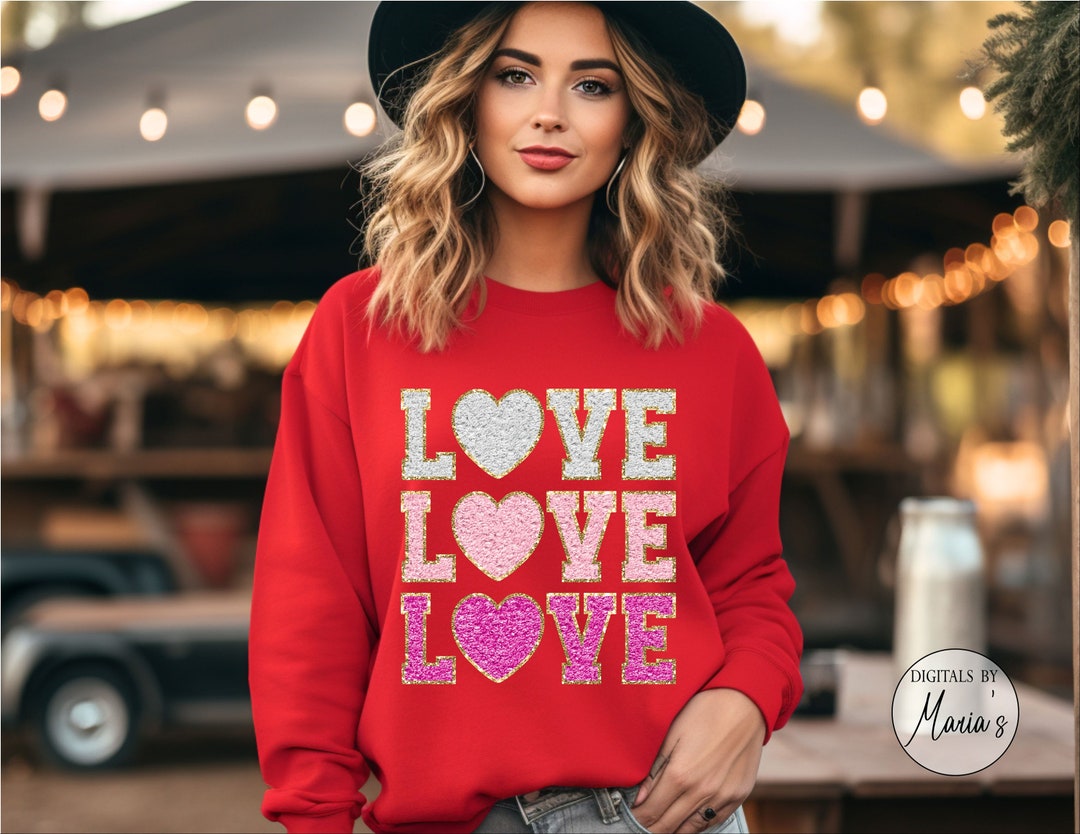 Chenille Love Patch PNG Design, Pink, Valentines Day Love Chenille - Etsy