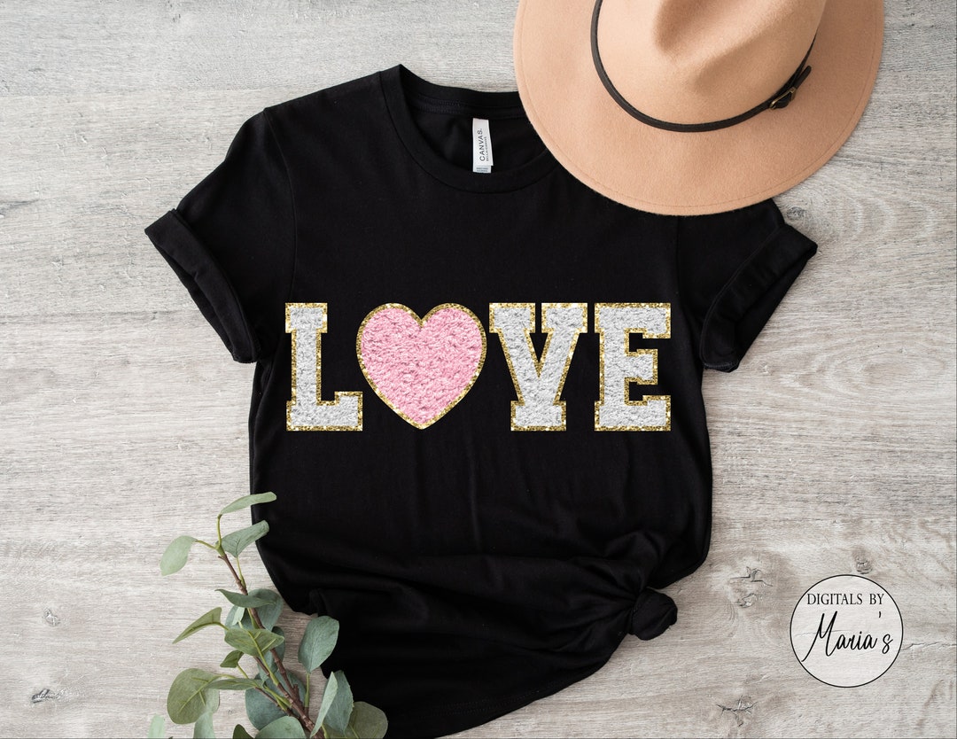 Chenille Love Patch Pink PNG Design, Valentines Day Love Chenille - Etsy